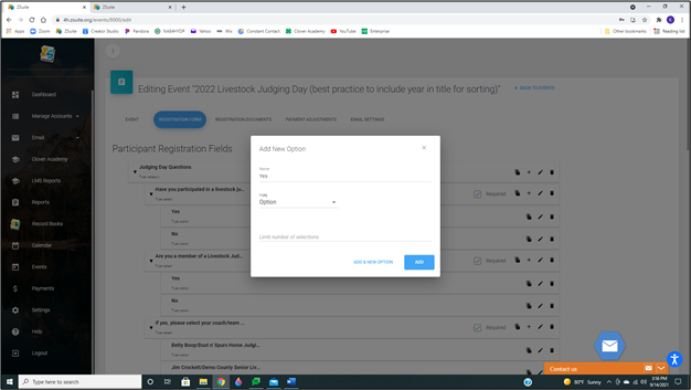 Events - Registration Form